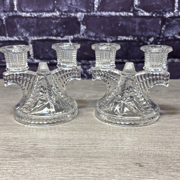 federal glass | Accents | Vintage Federal Glass Wigwam Candle Holders ...